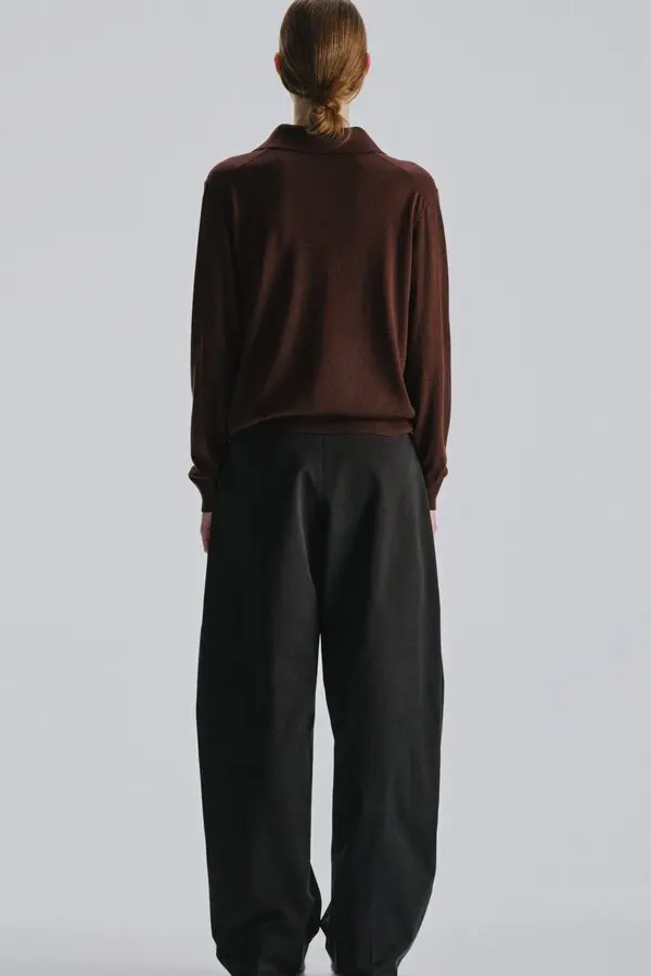 THE ROW Pauli Top Long Sleeve Wool Silk Jersey - Plum