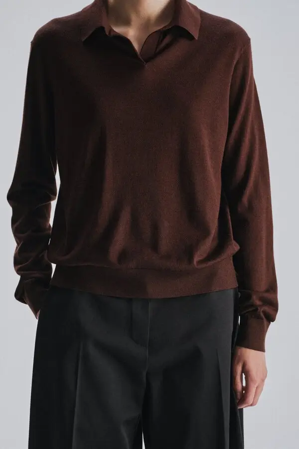 THE ROW Pauli Top Long Sleeve Wool Silk Jersey - Plum