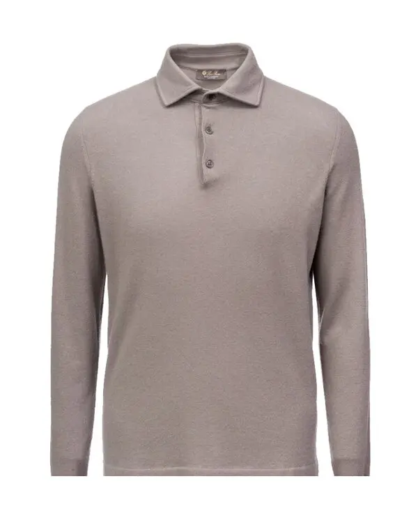 Loro Piana Long-sleeved Polo Shirt - Dark Gray