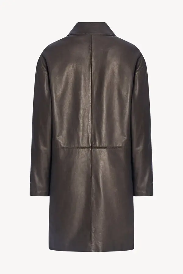 THE ROW Donata Leather Car Coat - Coffee