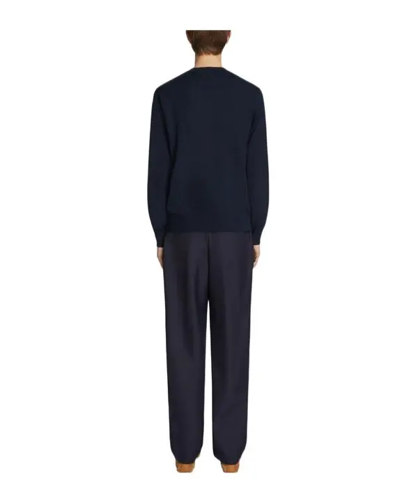 Dries Van Noten Murton Crewneck Knitted Jumper - Navy