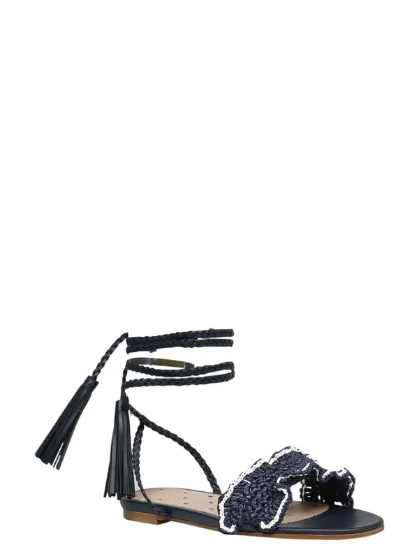 Red Valentino Straw Sandals With Fringed Edge