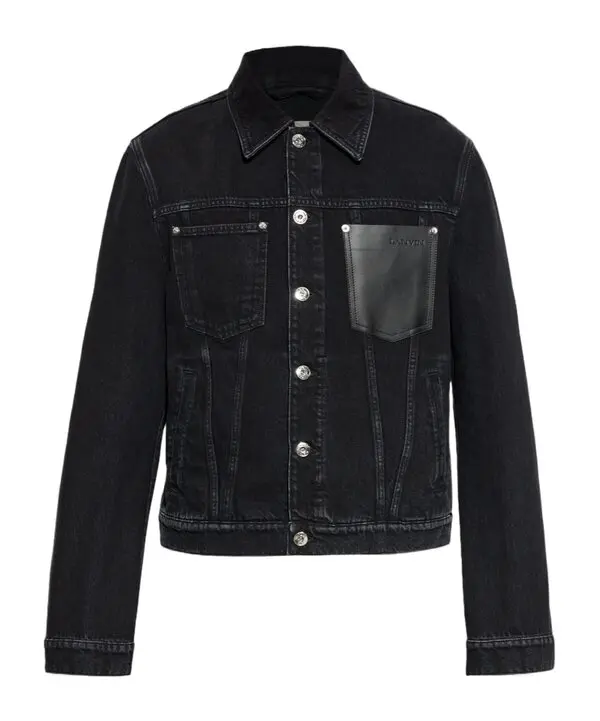 LANVIN Logo Embossed Denim Jacket - Black