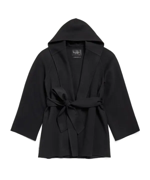 Balenciaga Belted Blanket Jacket - Black