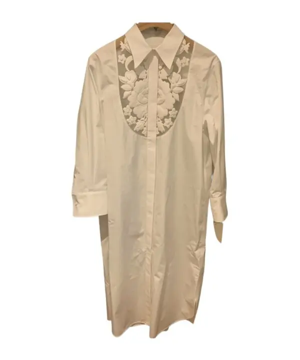 Valentino Garavani Long-sleeved Shirt Dress With Floral Applique