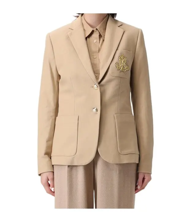 Ralph Lauren Logo Embroidered Tailored Blazer - Nude