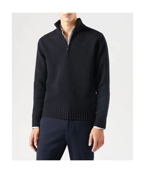 Loro Piana High-neck Quarter Zip Sweater - Black