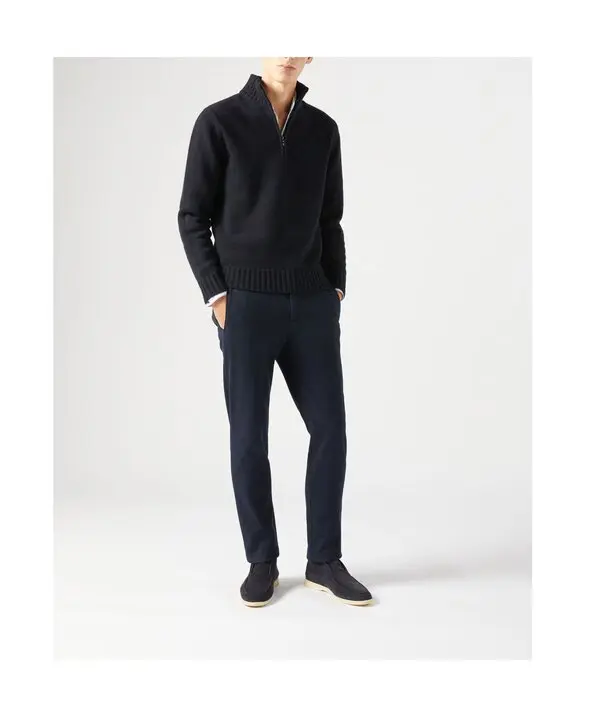 Loro Piana High-neck Quarter Zip Sweater - Black