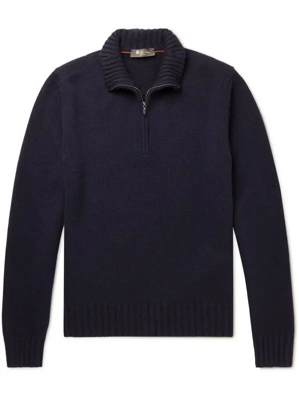 Loro Piana High-neck Quarter Zip Sweater - Black