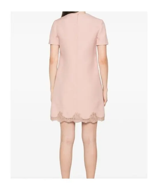 Valentino Garavani Crew Neck Lace-trim Mini Dress