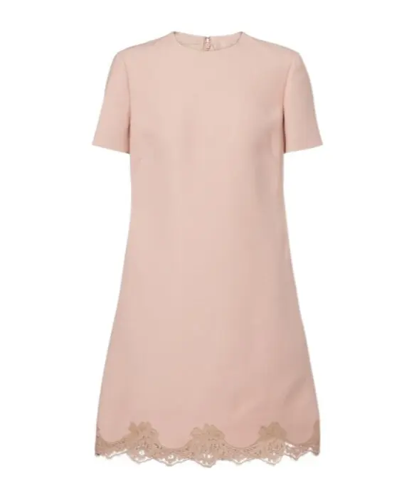 Valentino Garavani Crew Neck Lace-trim Mini Dress - Nude