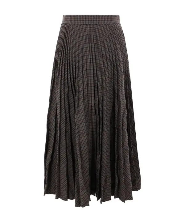 Balenciaga Checkered Pleated Skirt