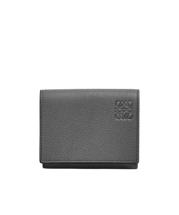 Loewe Trifold Wallet In Soft Grained Calfskin - Gray