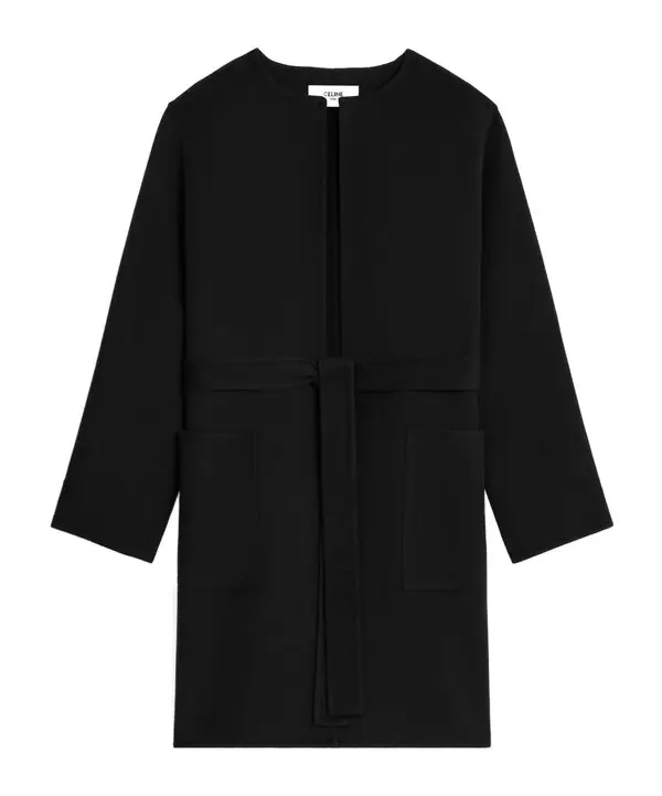 Celine Bathrobe Coat In Double Face Cashmere - Black