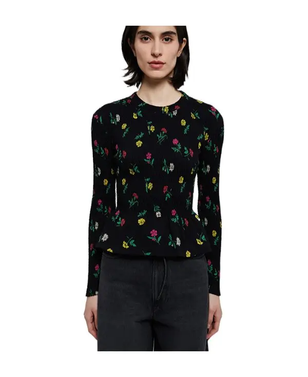 Balenciaga Floral Print Long Sleeve Top