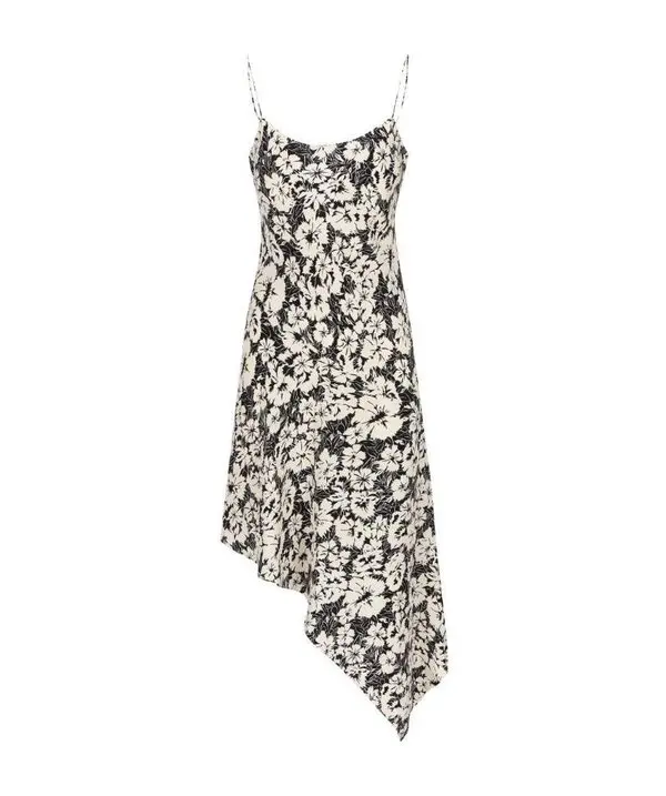 Celine Mulberry Silk Asymmetrical Suspender Dress - Chalk/black