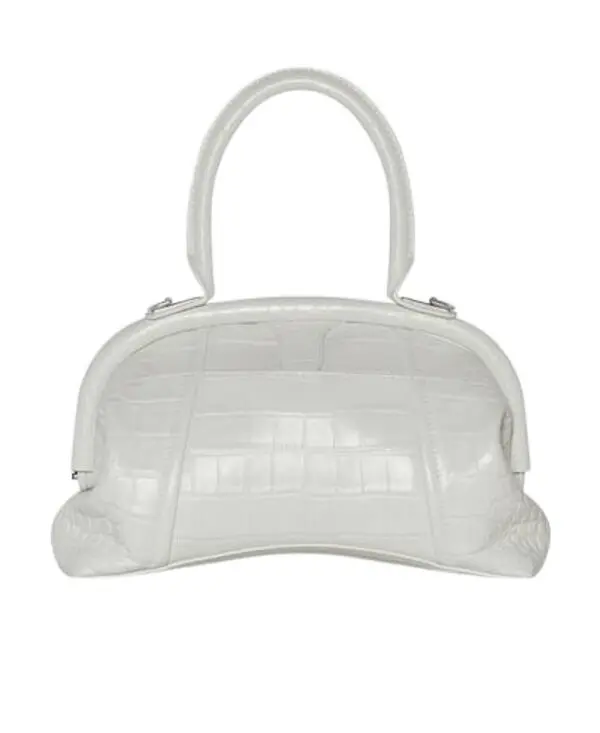 Balenciaga Editor Alligator Embossed Tote Bag - White