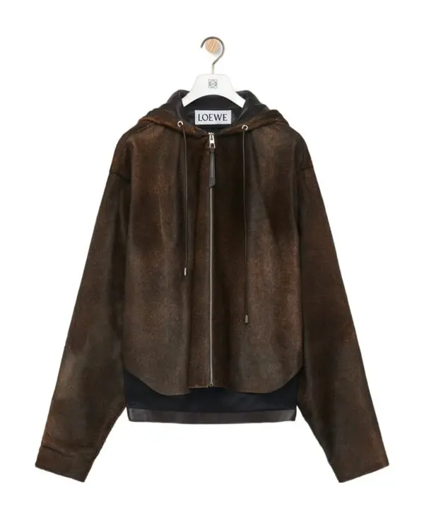 Loewe Hooded Jacket In Hairy Calfskin