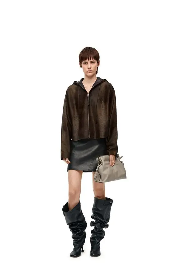 Loewe Hooded Jacket In Hairy Calfskin