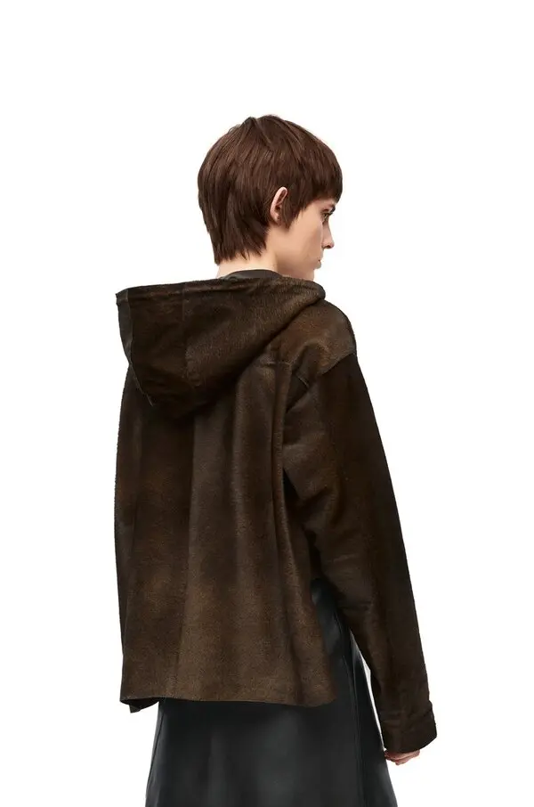 Loewe Hooded Jacket In Hairy Calfskin