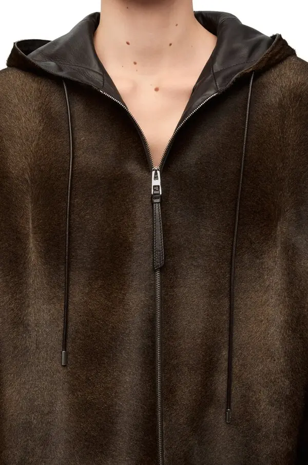 Loewe Hooded Jacket In Hairy Calfskin