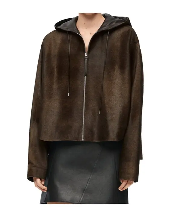 Loewe Hairy Calfskin Hooded Jacket