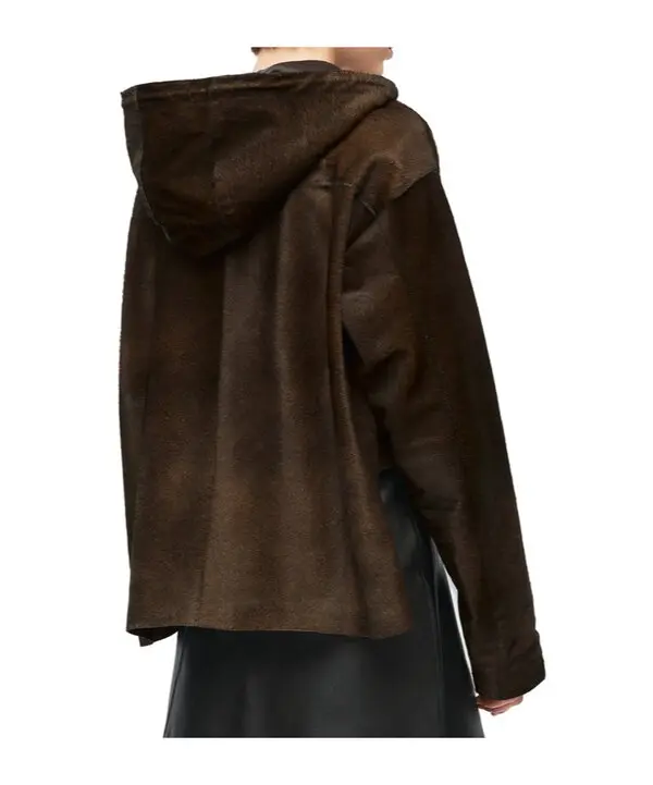 Loewe Hairy Calfskin Hooded Jacket