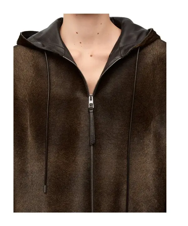 Loewe Hairy Calfskin Hooded Jacket