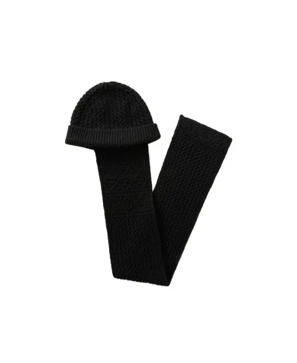 Loro Piana Knitted Hooded Cashmere Scarf - Black