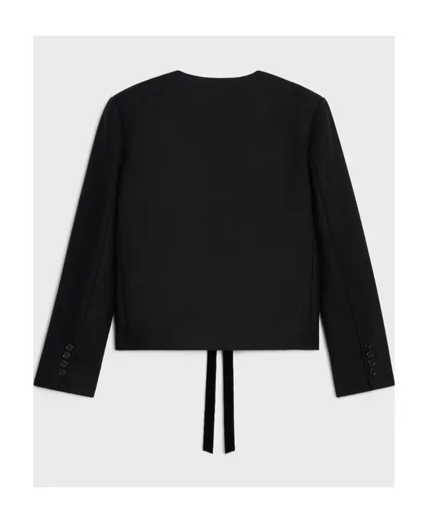 Celine Chelsea Cardigan In Flannel Cashmere With Bow Detail