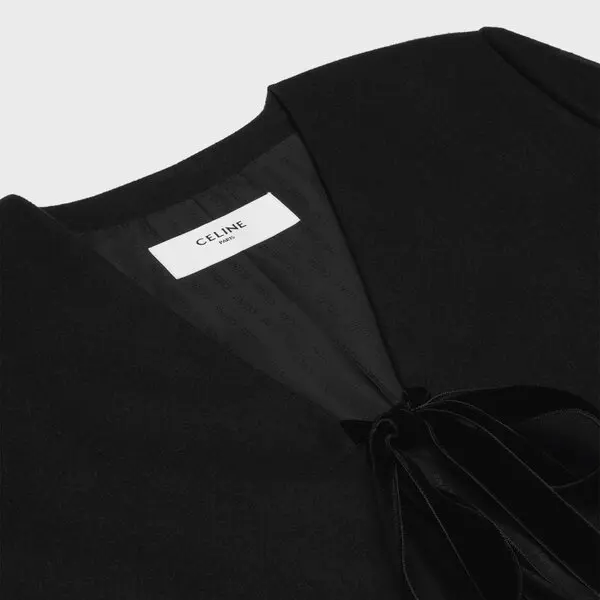 Celine Chelsea Cardigan In Flannel Cashmere With Bow Detail