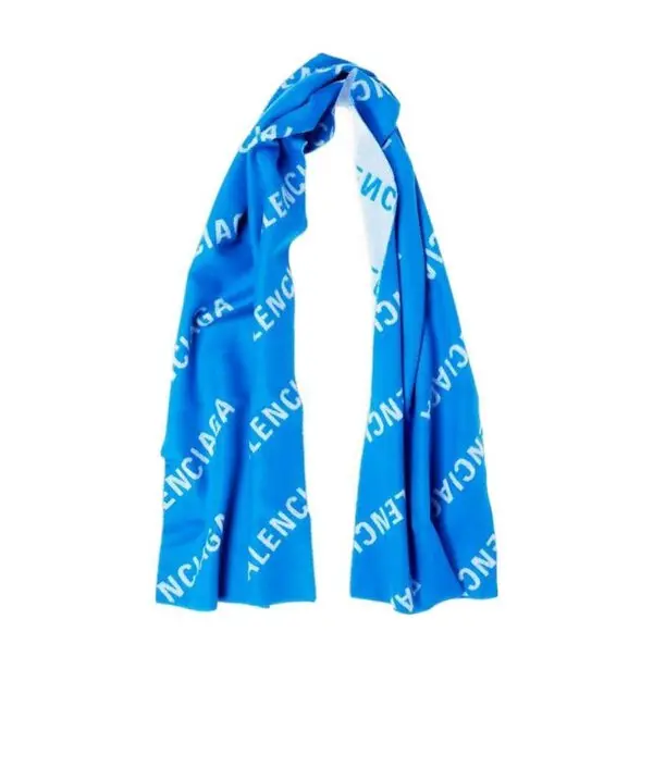 Balenciaga All-over Logo Scarf - Blue