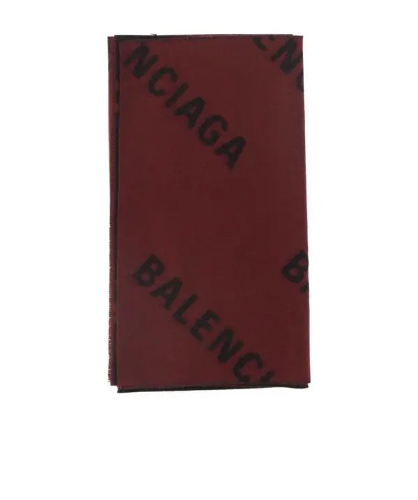 Balenciaga Brushed Wool-knit Logo Scarf - Brown