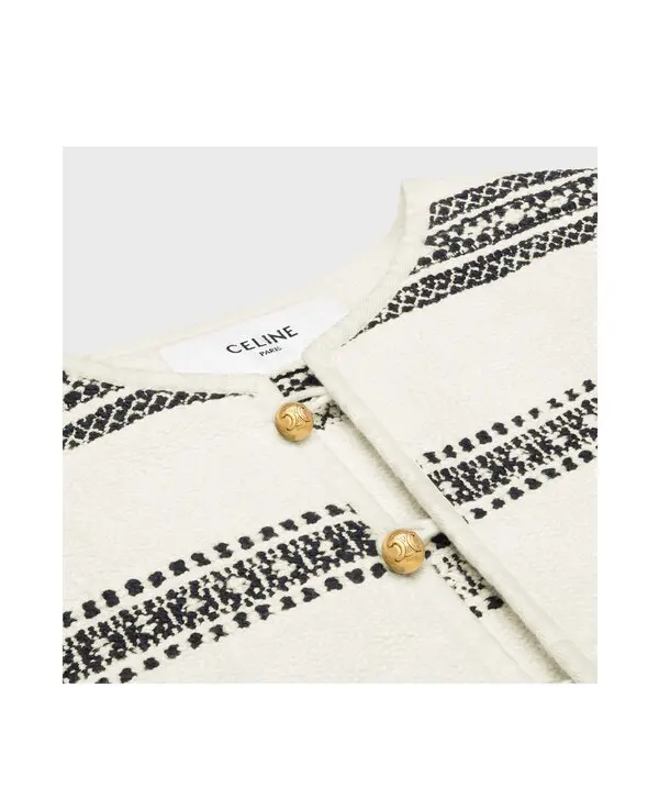 Celine Baja Cardigan In Striped Tweed
