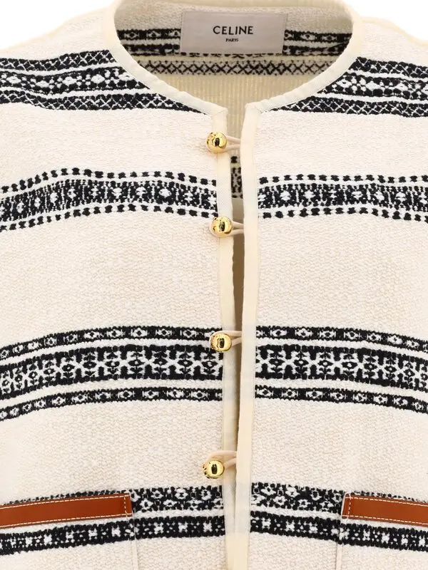 Celine Baja Cardigan In Striped Tweed