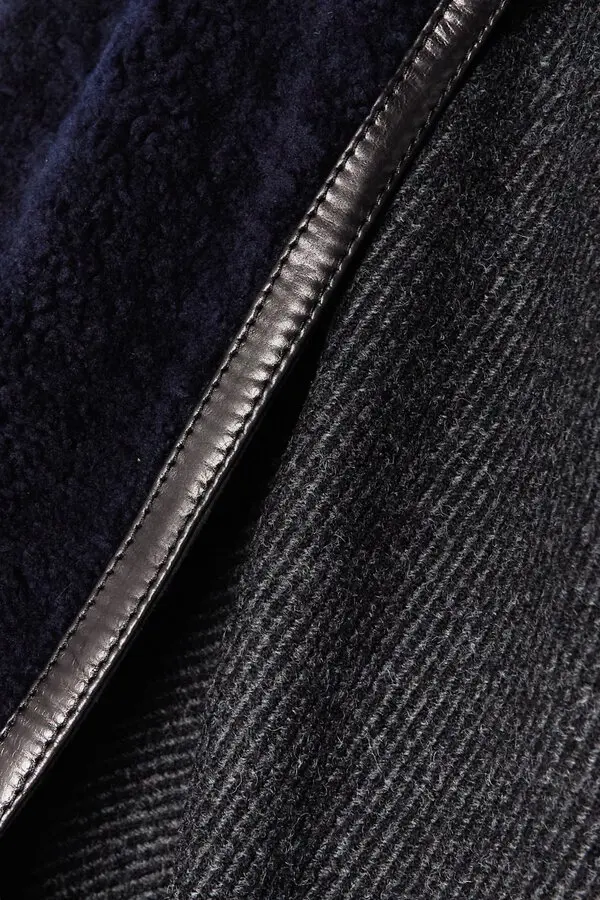 Loewe Wool Coat With Shearling Collar And Belt