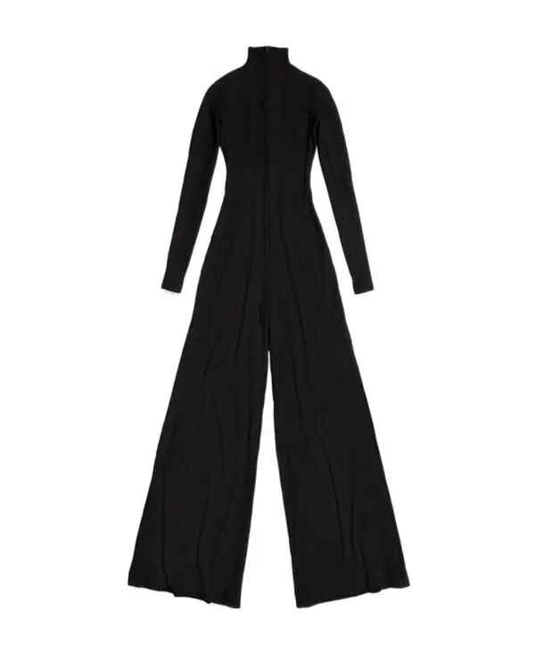 Balenciaga Ribbed Knit Turtleneck Jumpsuit - Black