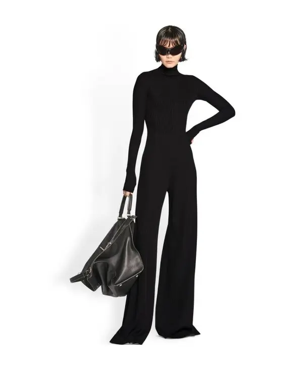 Balenciaga Ribbed Knit Turtleneck Jumpsuit