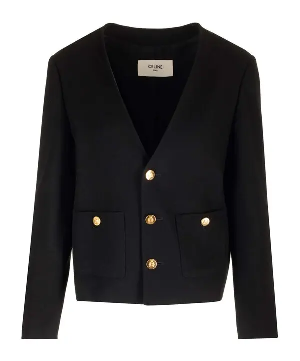 Celine Chasseur Jacket In Cashmere Flannel - Black