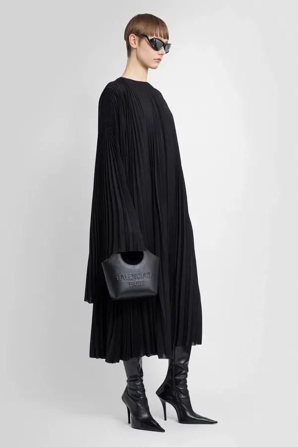 Balenciaga Pleated Wide-sleeve Maxi Dress