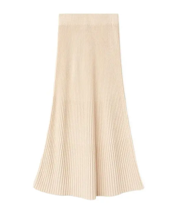 Loro Piana Ikeda Pleated Midi Skirt - Nude