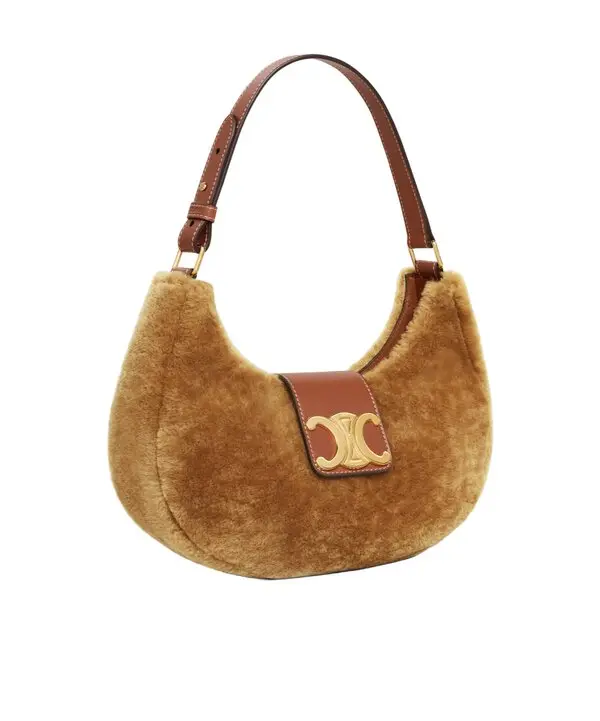 Celine Medium Ava Triomphe Bag In Shearling And Calfskin