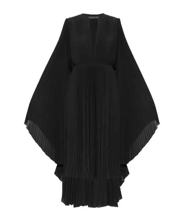 Balenciaga Pleated Maxi Dress - Black