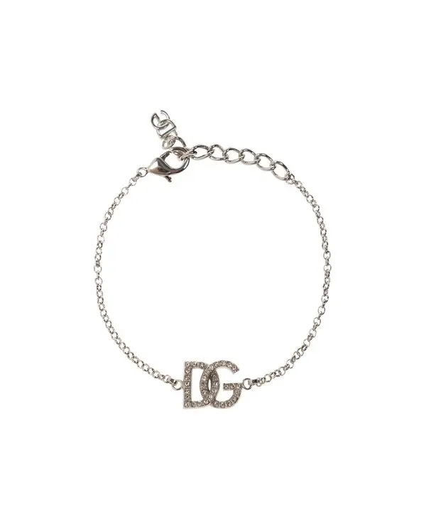 Dolce & Gabbana Crystal Embellished Logo Charm Bracelet