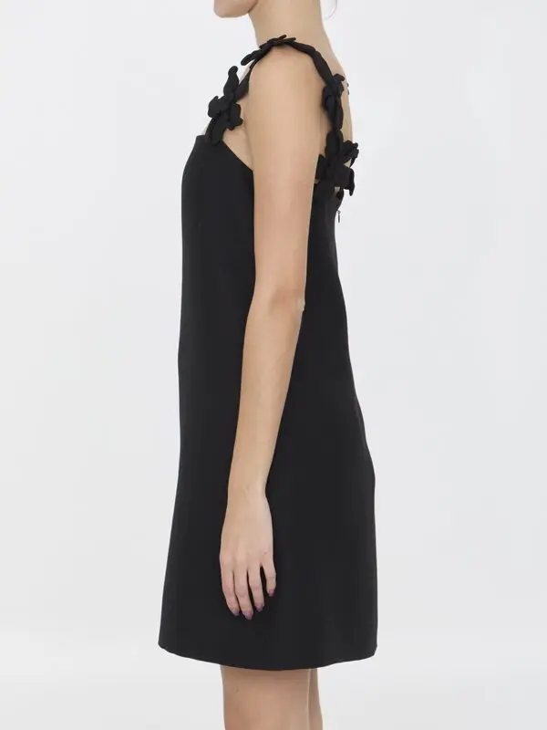 Valentino Garavani Crepe Couture Sleeveless Mini Dress With Floral Appliqu