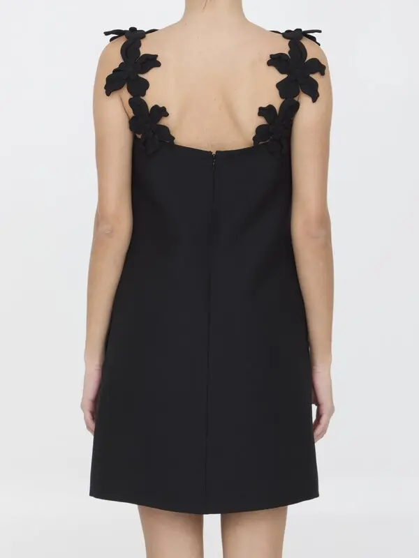 Valentino Garavani Crepe Couture Sleeveless Mini Dress With Floral Appliqu