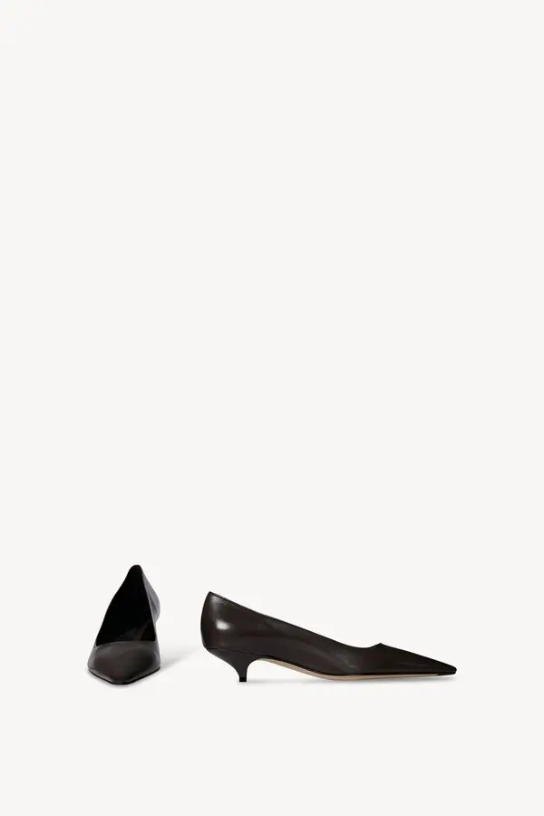 THE ROW Liisa Kitten Heel Pumps - Lacquer Brown