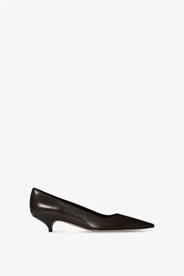 THE ROW Liisa Kitten Heel Pumps - Lacquer Brown