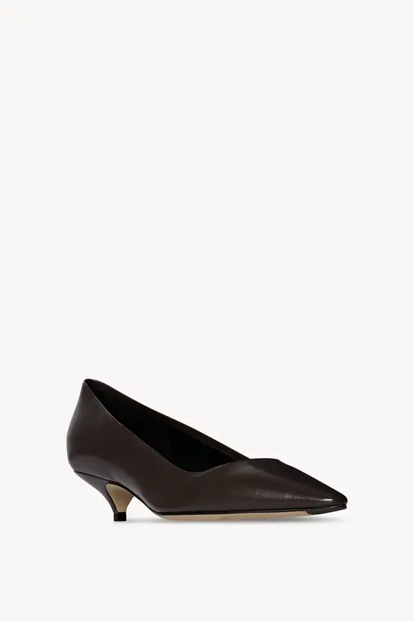 THE ROW Liisa Kitten Heel Pumps - Lacquer Brown