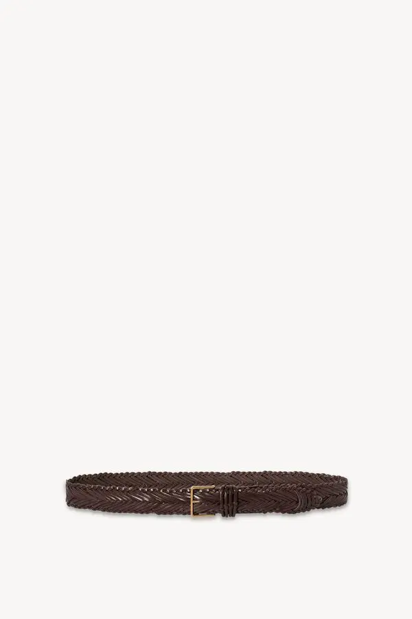 THE ROW Woven Calfskin Leather Fisherman Belt - Dark Brown